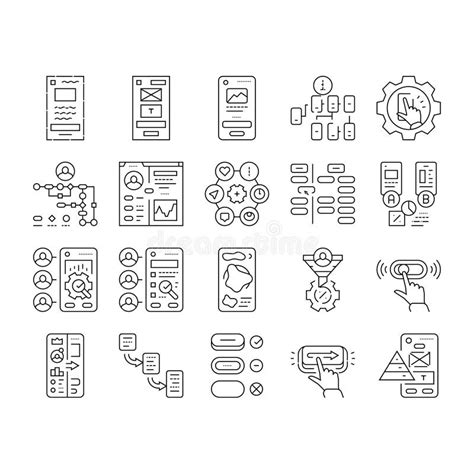 Ui Ux Design Agency User Develop Icons Set Vector Stock Illustration