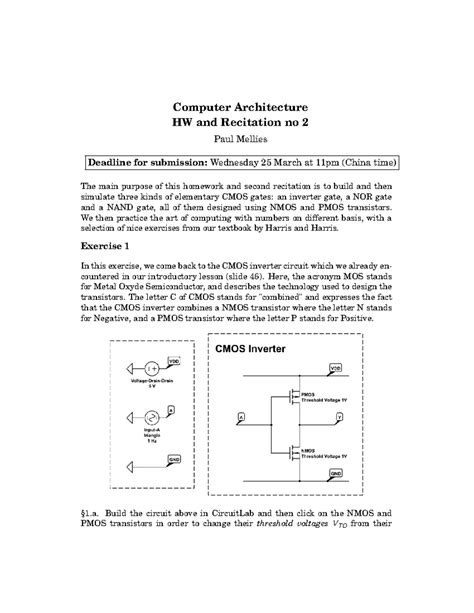 Hw Recitation 2 Course Notes Computer Architecture Hw And Recitation No 2 Paul Mellies