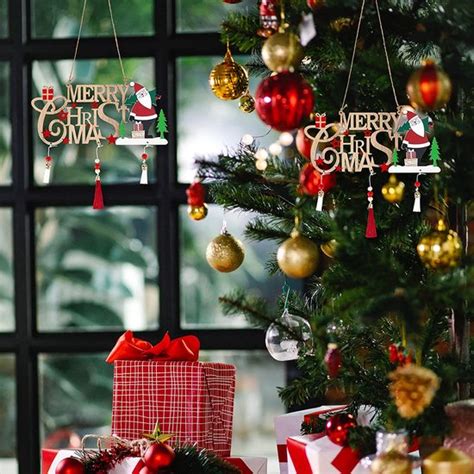 Kerst Houten Deurhanger Merry Christmas 3 Stuks