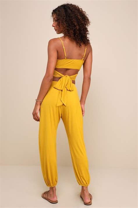 Mustard Yellow Jumpsuit Two Piece Jumpsuit Co Ord Jumpsuit Lulus