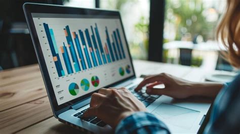 Financial Data Analysis On Laptop Table Seo Optimized Title Premium