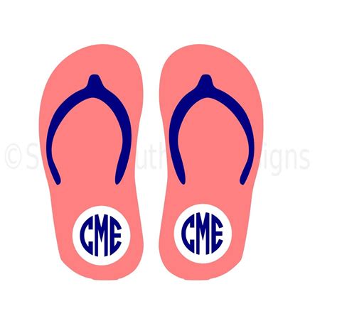 Monogram Flip Flops Svg Instant Download Design For Cricut Or