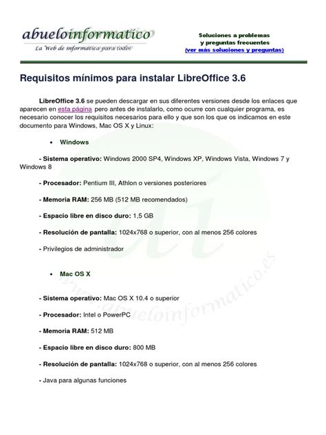 Requisitos Libreoffice 36 Pdf