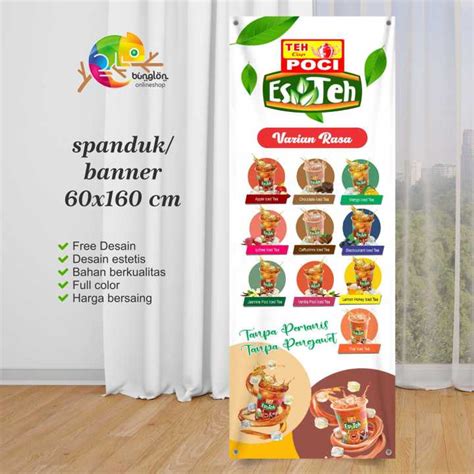 Spanduk Banner 60x160 Es Teh Poci Varian Rasa Custom Lazada Indonesia