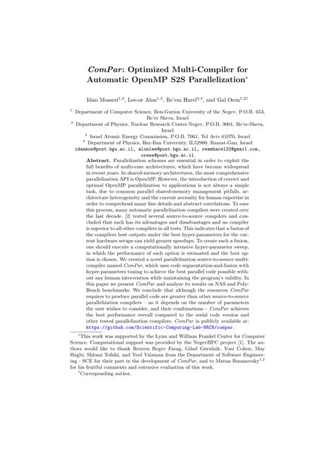 PDF ComPar Optimized Multi Compiler For Automatic OpenMP S2S