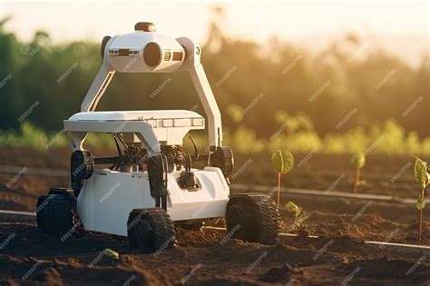 Premium Ai Image Unmanned Robot Working In Agricultural Field Generative Ai