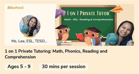 1 On 1 Private Tutoring Math Phonics Reading And Comprehension