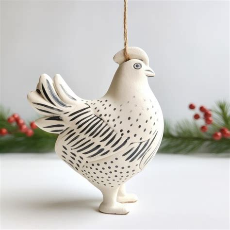 Premium Ai Image Pure Elegance White Pottery Hen Ornament Gracefully