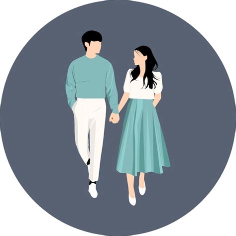 Premium Vector Illustration Of A Young Couple Walking Holding Hands