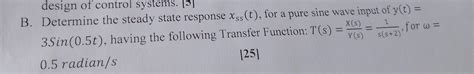 Solved B Determine The Steady State Response Xsst For A