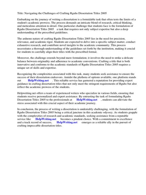 Rguhs Dissertation Titles 2005 Pdf Thesis Public Health