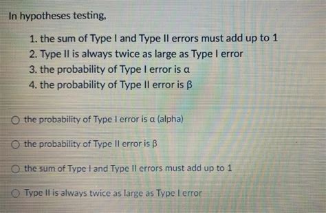 Solved In Hypotheses Testing The Sum Of Type I And Type Chegg Com