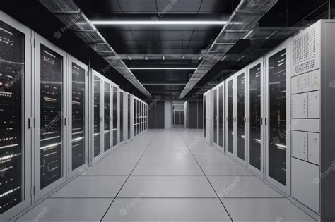 Premium Photo Rows Of Server Racks In A Data Center Hallway