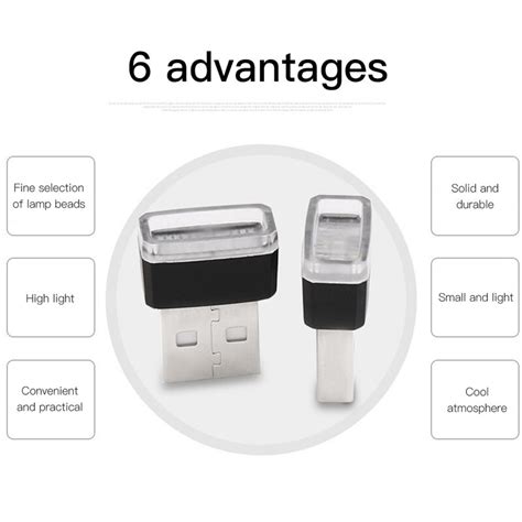 미니 Led 자동차 조명 자동 인테리어 Usb 분위기 조명 플러그 자동차 주변 램프 비상 조명 Pc 자동차 제품 자동차