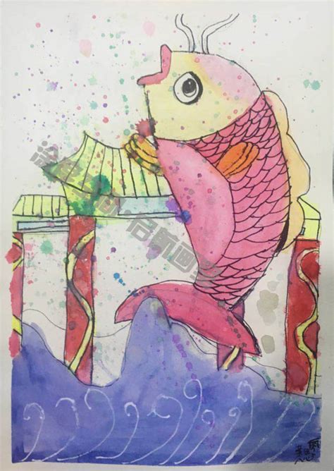 小鲤鱼简笔画跃龙门 鲤鱼跃龙门简笔画 第7页 大山谷图库