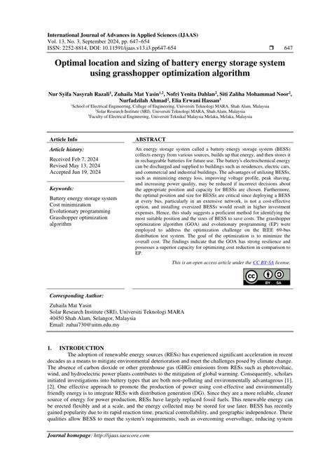 (PDF) Optimal location and sizing of battery energy storage system ...