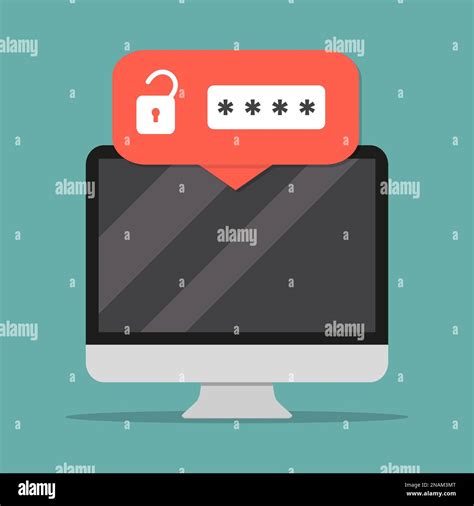 Computer Monitor With Unlocked Password In A Flat Design Stock Vector Image And Art Alamy