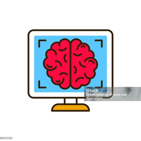 Mri 브레인 컬러 라인 아이콘 의료 및 과학 개념 실험실 진단 웹 모바일 앱 프로모션을 위한 픽토그램 Ui Ux 디자인 요소