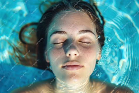 Premium Photo Portrait Of A Young Brunette Woman Relaxing Underwater