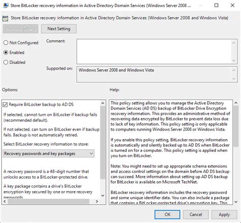 How To Enable Bitlocker Recovery Information To Active Directory