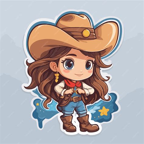 Vector De Dibujos Animados De Chicas Vaqueras Vector Premium