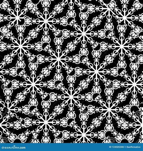 Black And White Ornate Seamless Pattern Stock Illustration