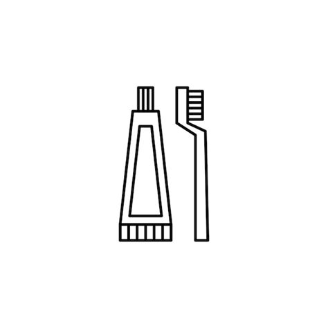 Tandpasta En Tandenborstel Lijn Pictogram Minimaal Dun Eenvoudig En