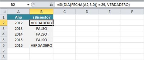Fórmula para determinar si un año es bisiesto en Excel Excel Total