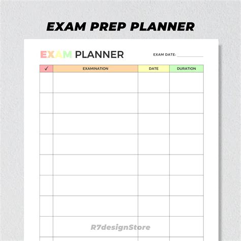 Exam Planner Printable Student Exam Prep Organizer Subject Study