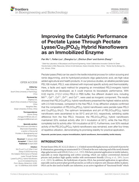 Pdf Improving The Catalytic Performance Of Pectate Lyase Through Pectate Lyasecu3po42