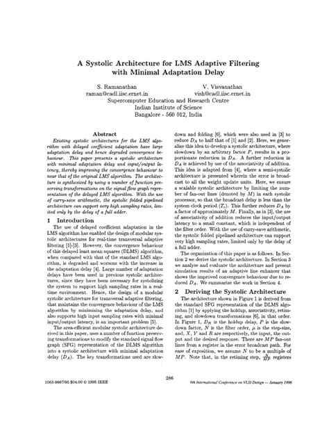 Pdf A Systolic Architecture For Lms Adaptive Filtering With Minimal Adaptation Delay Pdf