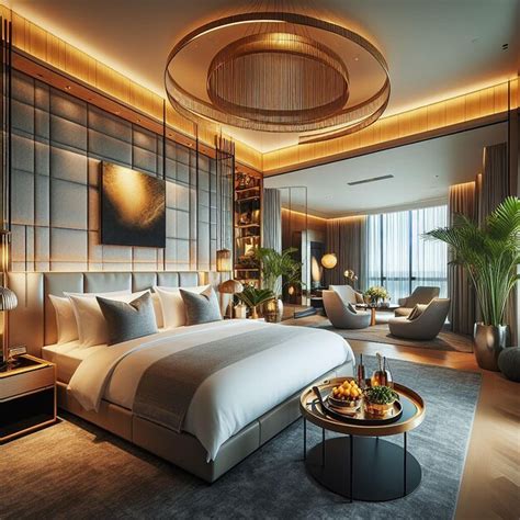 Luxury Modern Bedroom Suite Hotel Premium Ai Generated Image