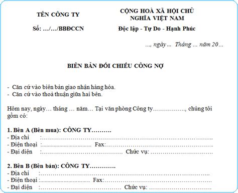 Biên Bản đối Chiếu Công Nợ Và Các Vấn đề Liên Quan Cần Lưu ý