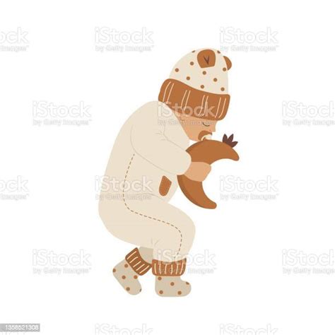 보호 잠자는 아기 건강한 수면 개념 스칸디나비아 럼퍼에 젖꼭지와 귀여운 신생아 플랫 만화 스타일의 벡터 일러스트레이션 아기에