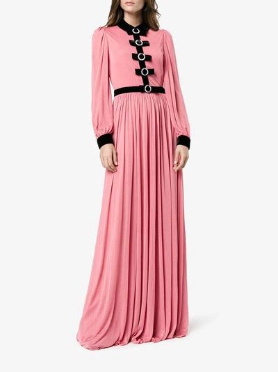 Gucci Velvet Bow Evening Dress In Pink Modesens