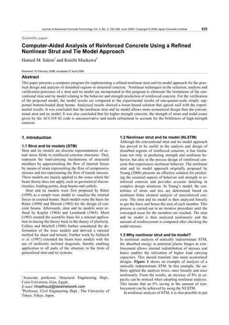 Pdf Computer Aided Analysis Of Reinforced Concrete Using A Refined Nonlinear Strut And Tie