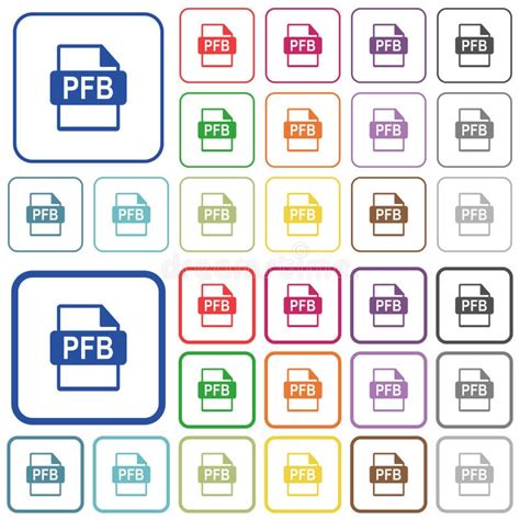 Pfb File Format Outlined Flat Color Icons Stock Vector Illustration