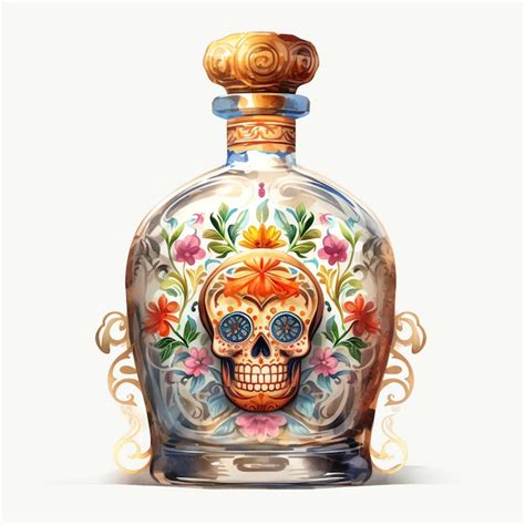 Premium Ai Image Bottle Of Tequila Or Mezcal Mexican Dia De Muertos