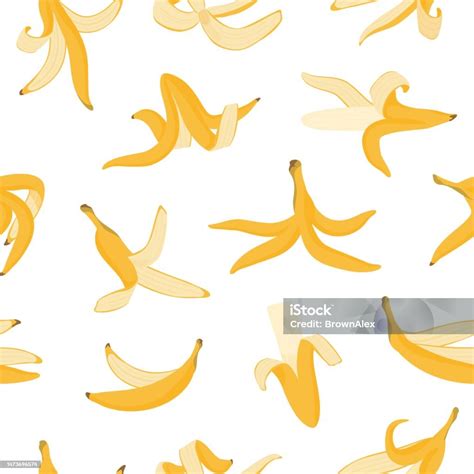 Pola Kulit Pisang Seamless Print Sampah Organik Kulit Pisang Kartun