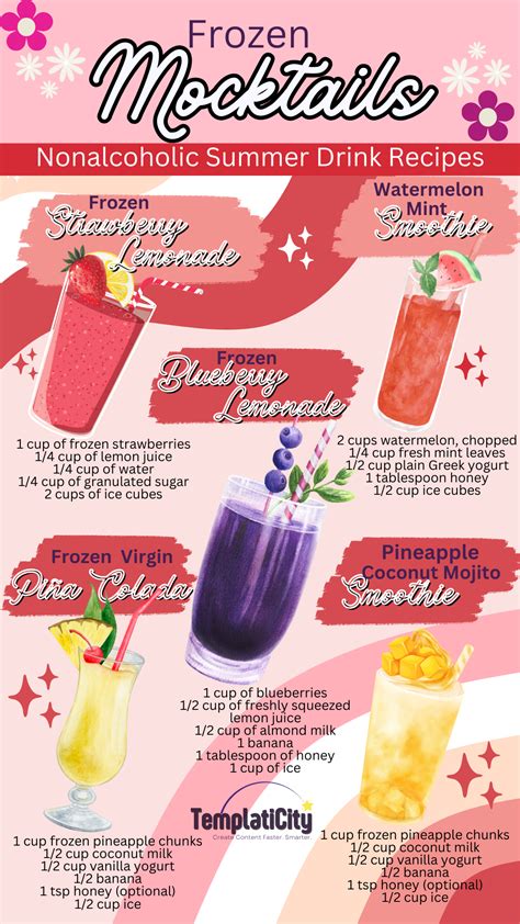 Free Frozen Mocktail With Recipes Menu Template Templaticity