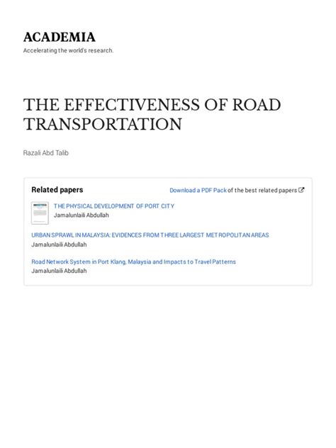 045 The Effectiveness Of A Road Transportation Network System In A Port City Towards Green