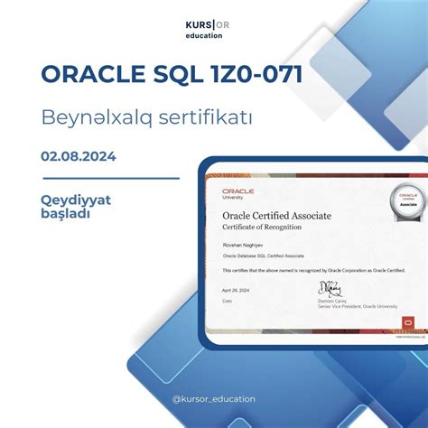 Sizin üçün Oracle Sql Certificate Imtahanına Növbəti Hazırlıq Qrupu Açırıq Shahin Karimov