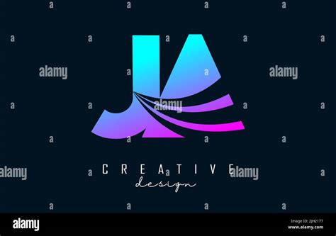 Creative Colorful Letter JA J A Logo With Leading Lines And Road Concept Design Letters With