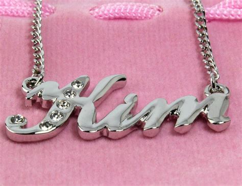 Name Necklace Kim Gold Plated 18ct Personalised Necklace With Swarovski Elements Etsy