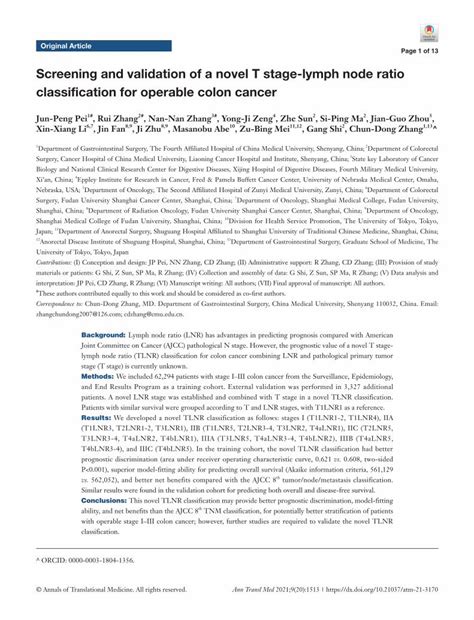 Pdf Screening And Validation Of A Novel T Stage Lymph Node Dokumentips