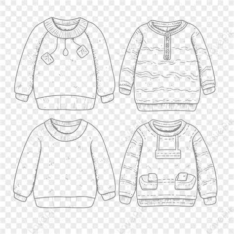 4 Na Pares Ng Pagguhit Ng Mga Sweater Sa Isang Puting Background Na