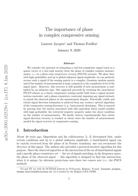 Pdf The Importance Of Phase In Complex Compressive Sensing