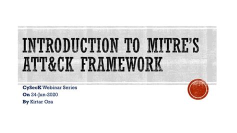 Introduction To Mitres Attandck Frameworkpdf