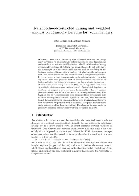 Pdf Neighborhood Restricted Mining And Weighted Application Of
