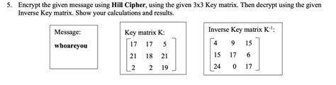 Solved 5 Encrypt The Given Message Using Hill Cipher Using